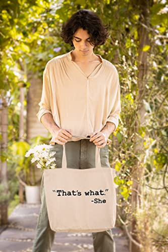 Pop Threads Thats What She Said Office Coworker Gift Funny Black 15x15 inches Large Canvas Tote Bag