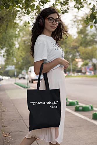 Pop Threads Thats What She Said Office Coworker Gift Funny Black 15x15 inches Large Canvas Tote Bag