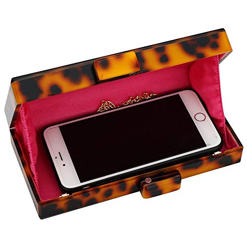 SSMY Women Amber Evening Clutch Acrylic Purse Perspex Handbag For Wedding Party, Brown, One Size