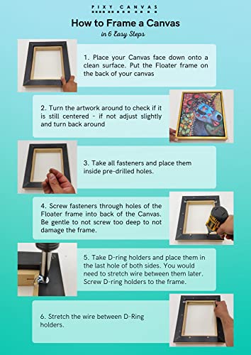 Pixy Canvas 10x20 inch Floater Frame for Canvas Paintings. 12 Colors. Floating Frame fits 5/8", 3/4" & max 7/8" Deep Stretched Canvas & Wood Panels (White, 10 x 20 inch)