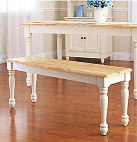 White Dining Room Set with Bench. This Country Style Dining Table and Chairs Set for 6 Is Solid Oak Wood Quality Construction. A Traditional Dining Table Set Inspired By the Farmhouse Antique Furniture Look.