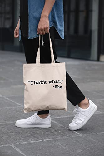 Pop Threads Thats What She Said Office Coworker Gift Funny Black 15x15 inches Large Canvas Tote Bag