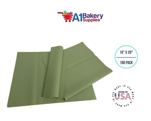 Sage Green Light Olive Bulk Tissue Paper 15 Inch x 20 Inch - 100 Sheets Premium Quality Gift wrap Tissue Paper Made in USA