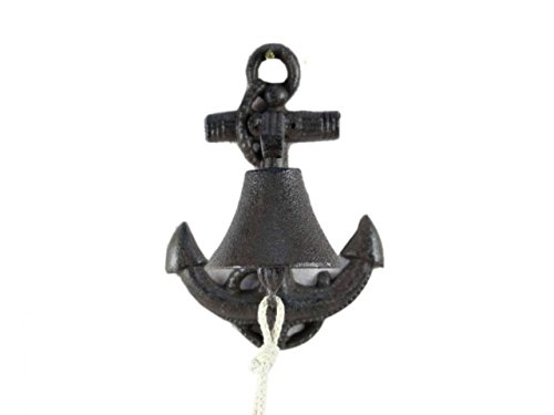 Cast Iron Wall Mounted Anchor Bell 8 Inch - Captains Bell - Rustic Wall Art