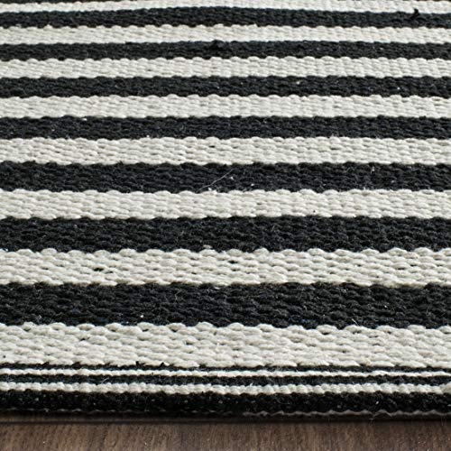 SAFAVIEH Montauk Collection 8' x 10' Ivory / Black MTK715D Handmade Stripe Cotton Area Rug