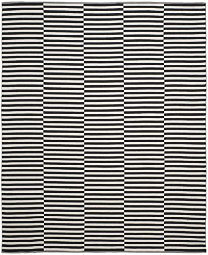 SAFAVIEH Montauk Collection 8' x 10' Ivory / Black MTK715D Handmade Stripe Cotton Area Rug
