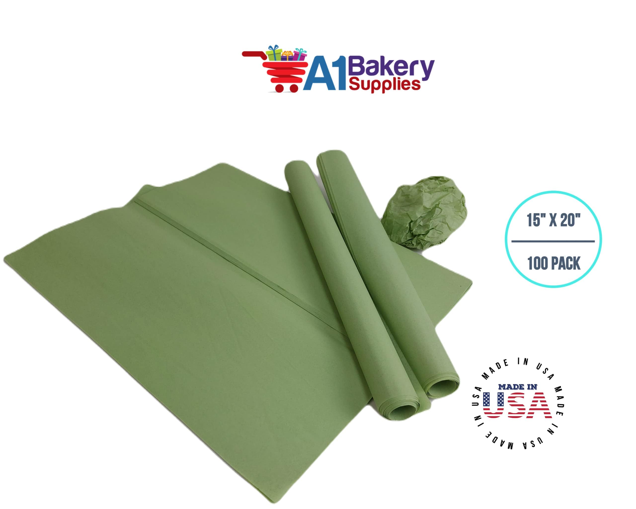 Sage Green Light Olive Bulk Tissue Paper 15 Inch x 20 Inch - 100 Sheets Premium Quality Gift wrap Tissue Paper Made in USA
