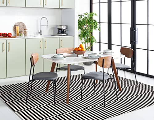 SAFAVIEH Montauk Collection 8' x 10' Ivory / Black MTK715D Handmade Stripe Cotton Area Rug