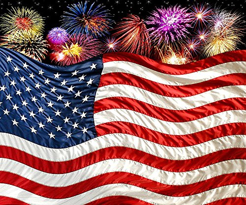 American Flag with Fireworks Fleece Throw Blanket 50" x 60"
