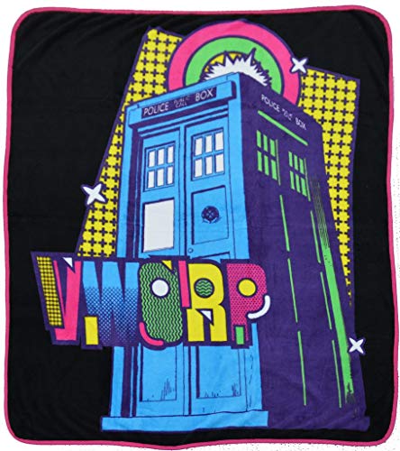 Doctor Who Blanket Tardis Pop Art Micro Raschel Afghan Throw Blanket 50"x 60"