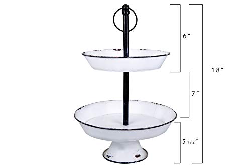 Creative Co-Op DA8538-1 2 Tier White Decorative Metal Tray