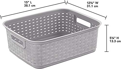 Sterilite 12726A06 15" X 12.25" X 5.25" Cement Short Weave Basket