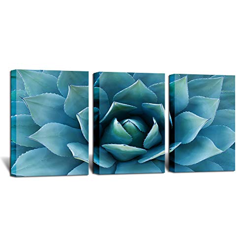 Biuteawal- Modern Canvas Painting Wall Art Blue Agave Picture Plant Painting Wall Decor Turquoise Teal Art Print Gallery Wrap Ready to Hang Modern Bedroom Decorations