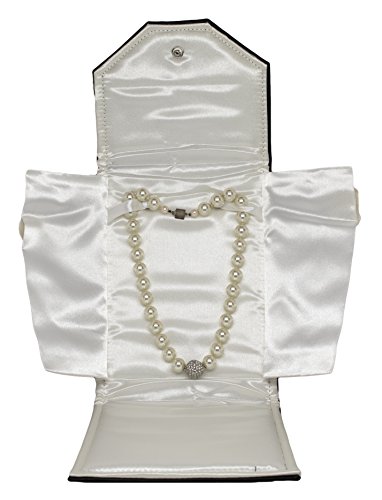 Novel Box Premium Large Black/White Stitched Leatherette Pearl / Omega Necklace Folder + Custom NB Pouch