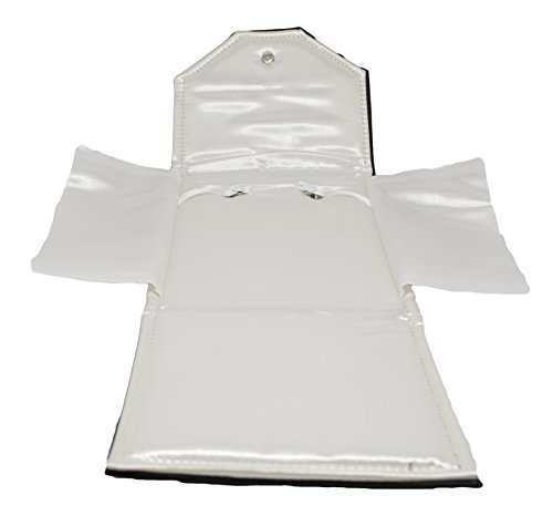 Novel Box Premium Large Black/White Stitched Leatherette Pearl / Omega Necklace Folder + Custom NB Pouch