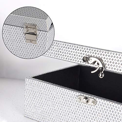 MODE HOME Silver Glitter Wooden Jewelry Storage Boxes Decorative Treasure Boxes Set of 2