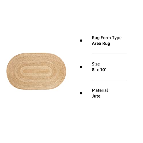 Superior Hand Woven Natural Fiber Reversible High Traffic Resistant Braided Jute Area Rug, 8' x 10' Oval