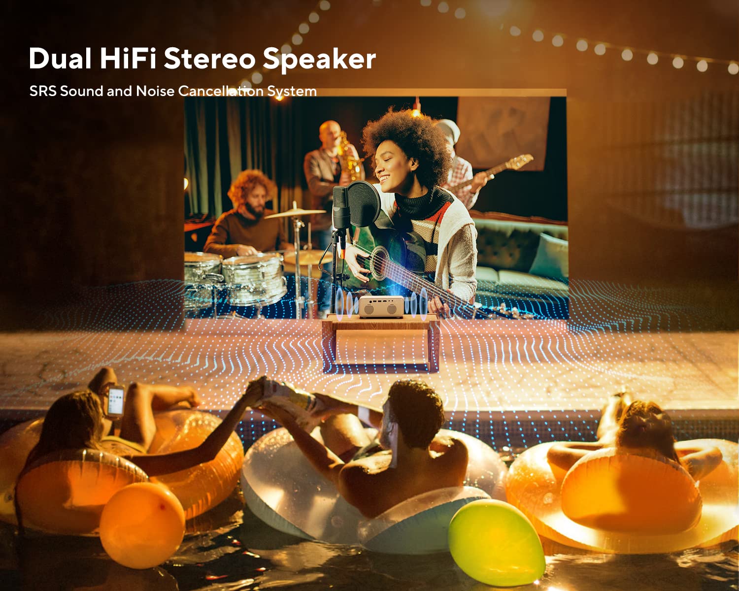 Native 1080P HD Projector, WiFi Projector, AKIYO 300" Mini Portable Movie Projector with Carrying Bag, Home Theater Video Projector, Compatible with HDMI, USB, Laptop, DVD, iOS, and Android Smartphone