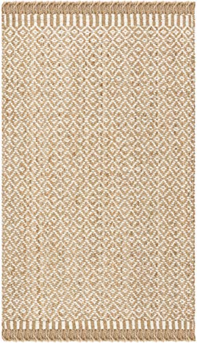 SAFAVIEH Natural Fiber Collection 4' x 6' Ivory NF182A Handmade Boho Farmhouse Fringe Jute Area Rug