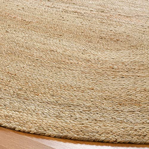 Superior Hand Woven Natural Fiber Reversible High Traffic Resistant Braided Jute Area Rug, 8' x 10' Oval