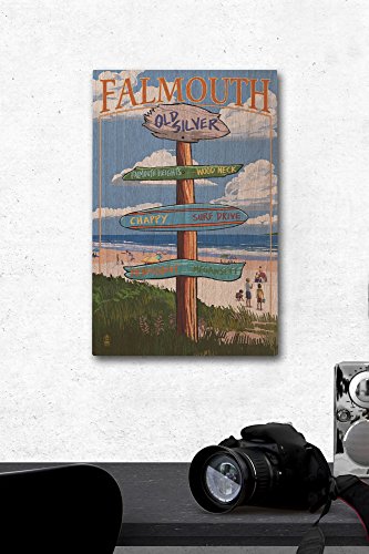 Falmouth, Cape Cod, Massachusetts, Destination Signpost Birch Wood Wall Sign (12x18 Rustic Home Decor, Ready to Hang Art)