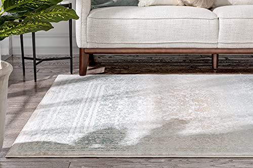 Well Woven Kensington Melange Blue Modern Oriental Medallion Vintage Distressed Area Rug 7'10" x 10'6"
