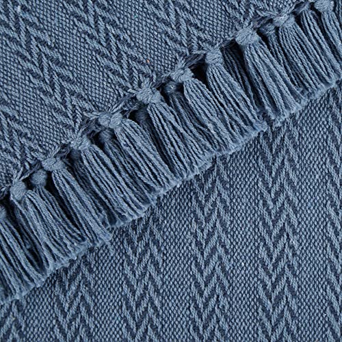 DII Industrial Tonal Textured Woven Throw 50x60, French Blue