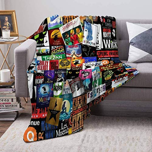 Musicals Collage II Fleece Blanket Soft Plush Throw TV Blanket Bedding Flannel Throw Shawls and Wraps Lightweight for Bed Couch Chair Travel, 51"x59"