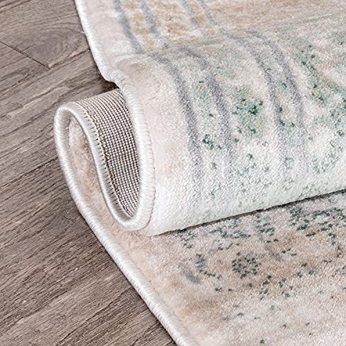 Well Woven Kensington Melange Blue Modern Oriental Medallion Vintage Distressed Area Rug 7'10" x 10'6"