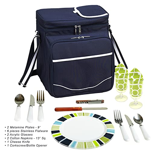 Picnic at Ascot Original Insulated Picnic Basket/Cooler Equipped with Service for 2- Designed, Assembled & Quality Approved in the USA
