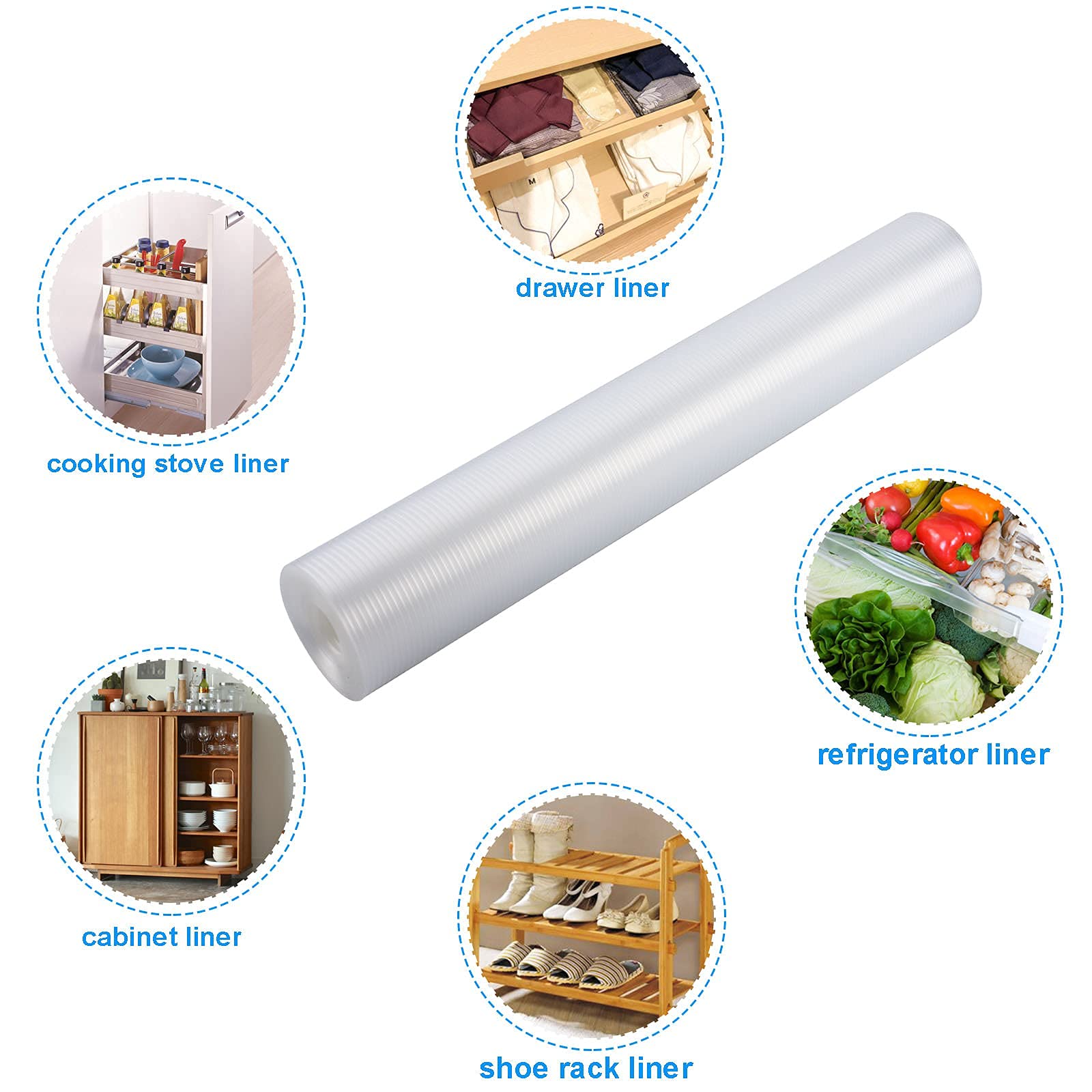 Shelf Liner 17.5 Inches x 20 FT, Non Adhesive Cabinet Liner, Double Sided Non-Slip Drawer Liner,Cupboard Liner,Washable Refrigerator Mats for Pantry Cabinet, Kitchen Drawer, Bathroom Shelves,Shoe Rack