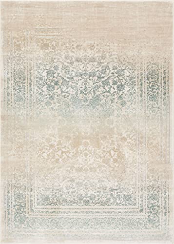 Well Woven Kensington Melange Blue Modern Oriental Medallion Vintage Distressed Area Rug 7'10" x 10'6"