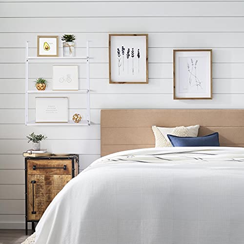 WELLAND 3-Tier Wall Shelf for Home Decor, Wall Mounted Bathroom Shelf, Kitchen Storage Rack, White