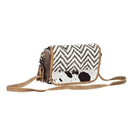Myra Bag Artistic Upcycled Canvas & Cowhide Shoulder Bag S-1351