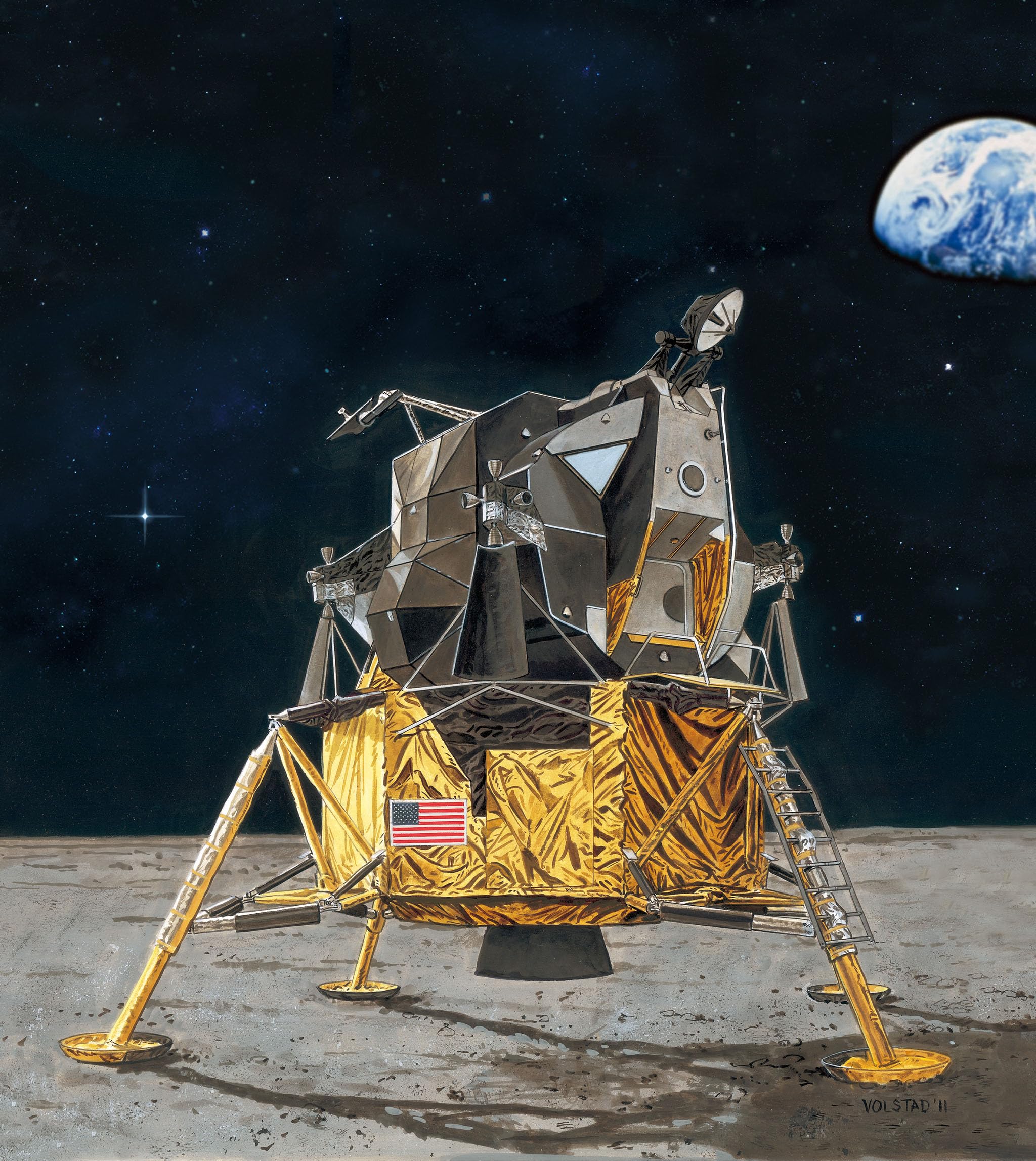 Revell RV03701 Moon Landing 1:48 - Apollo 11 Lunar Module & Eagle Plastic Model kit, Silver/White