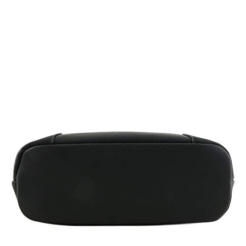FashionPuzzle Triple Zipper Pocket Medium Crossbody Bag (Black)