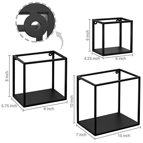 MyGift Black Metal Cube-Frame Wall Hanging Shelves, Set of 3