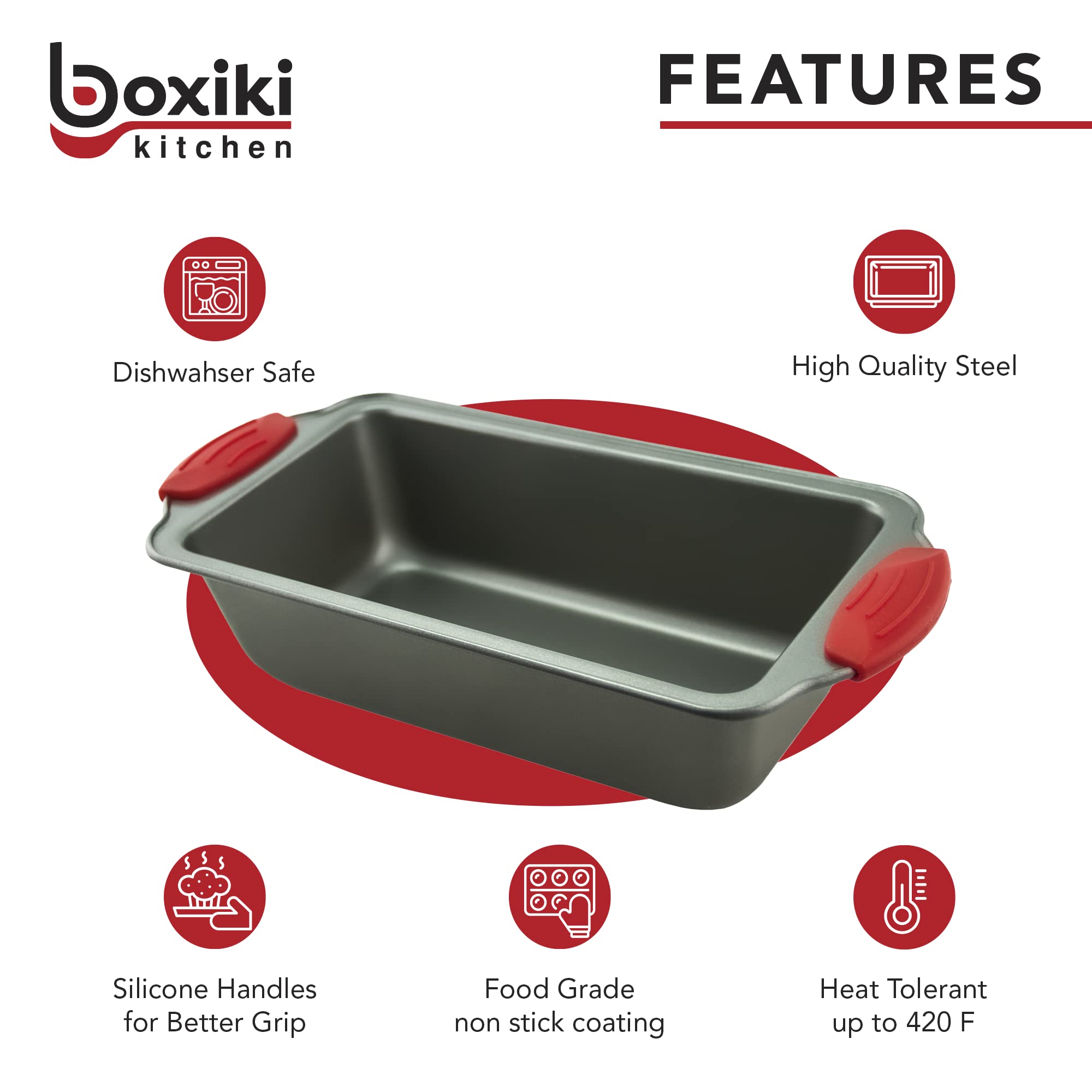 Premium Baking Set: Non-Stick Steel Banana Bread Loaf Pan & 10 Inch Springform Pan with Easy-Release, Easy-Clean Coating and Silicone Handles