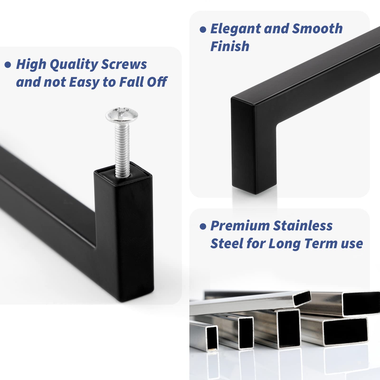 IronFun 6-Pack|12-3/5 Inch Black Cabinet Pulls Handles for Kitchen Extra Long, Dresser Drawer Pulls Handles Modern Euro Style,Square Stainless Steel T Bar Pulls Knobs 12.6 in
