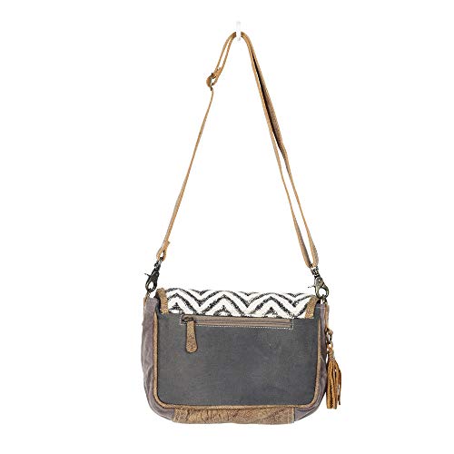 Myra Bag Artistic Upcycled Canvas & Cowhide Shoulder Bag S-1351