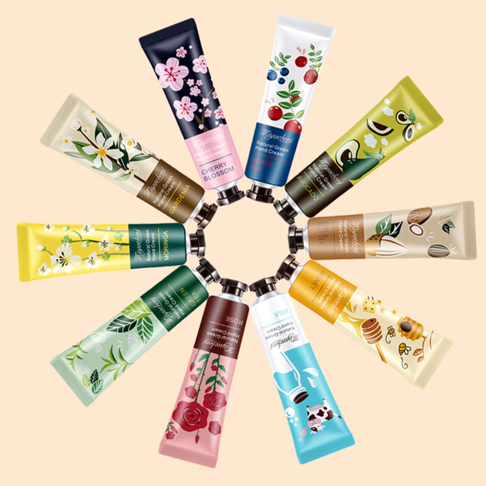5 Pack Hand Cream For Chapped Hands,Natural Botanical Fragrance Hand Lotion,Mini Hand Cream For Working Dry Hands,Moisturizing Travel Size Hand Cream Set with Natural Botanical For Women-30ml(Fruity)