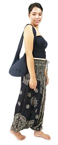 Lovely Creations Hippie Boho New Elephant Crossbody Bohemian Gypsy Sling Shoulder Bag Small Size (S Black)