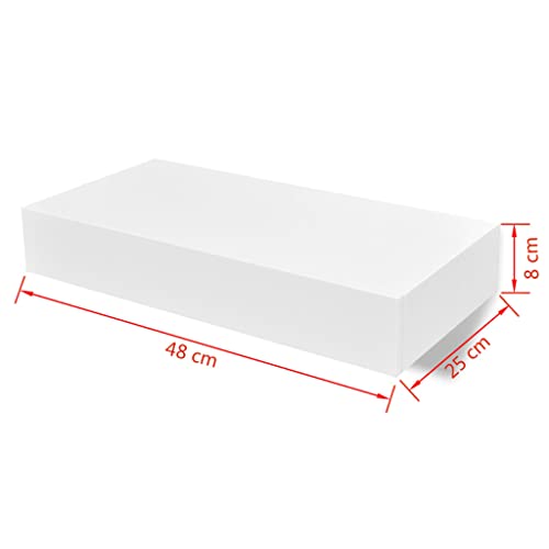 OnlineGymShop CB19469 MDF Floating Wall Display Shelf 1 Drawer Book & DVD Storage44; White