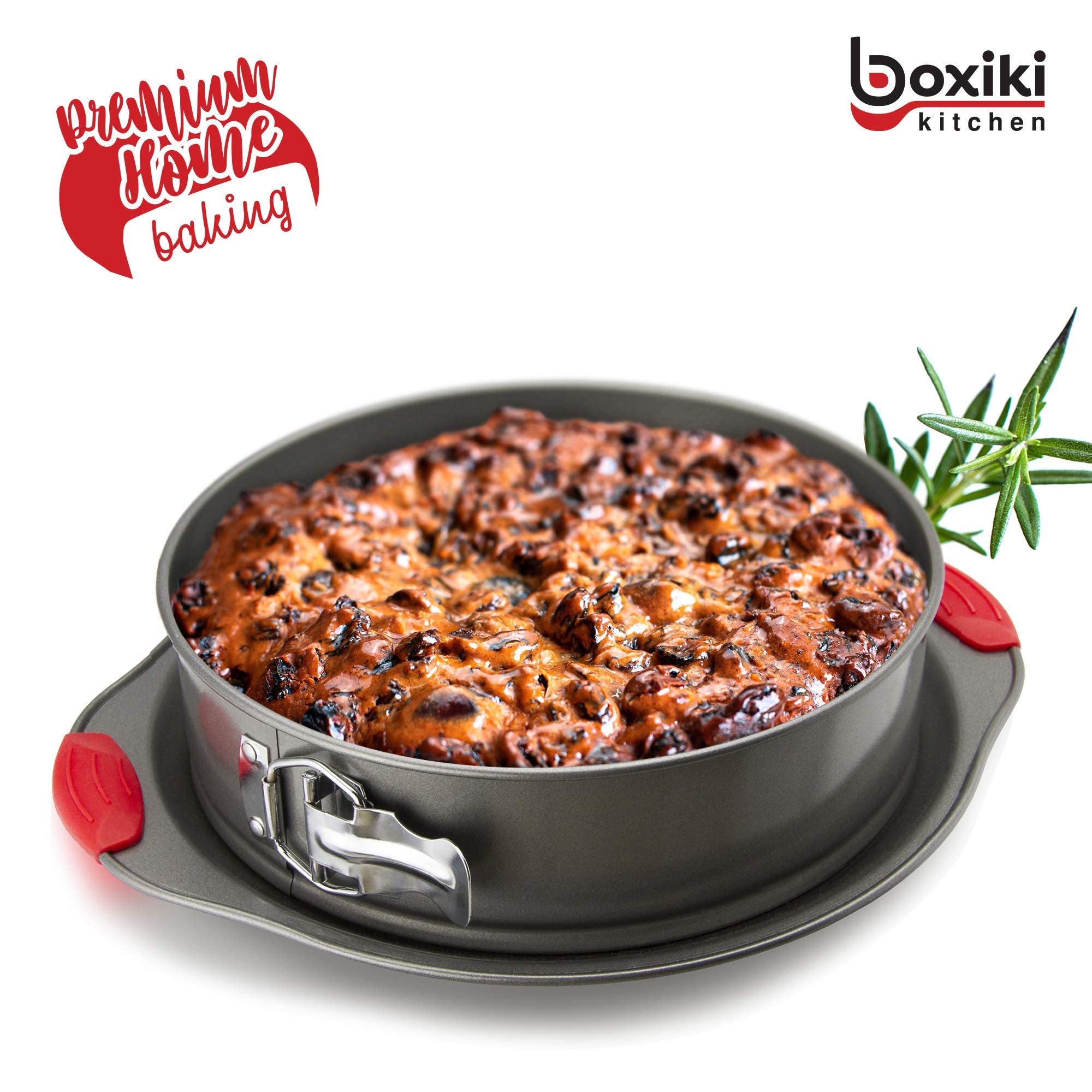 Premium Baking Set: Non-Stick Steel Banana Bread Loaf Pan & 10 Inch Springform Pan with Easy-Release, Easy-Clean Coating and Silicone Handles