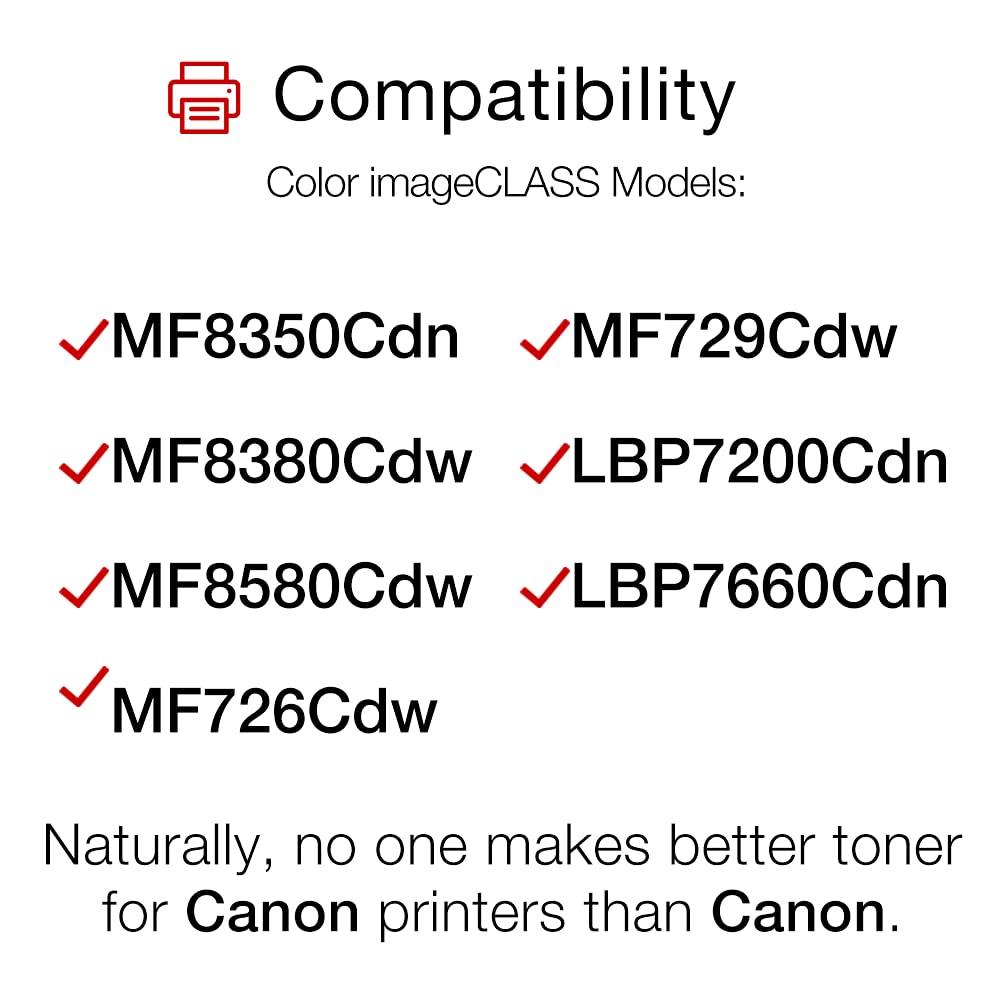 Canon Genuine Toner Bundle 118 2660B021 4 Pack 1 Each: Cyan Magenta Yellow Black for Canon Color imageCLASS MF8350Cdn MF8380Cdw MF8580Cdw MF729Cdw MF726Cdw LBP7200Cdn LBP7660Cdn Laser Printers