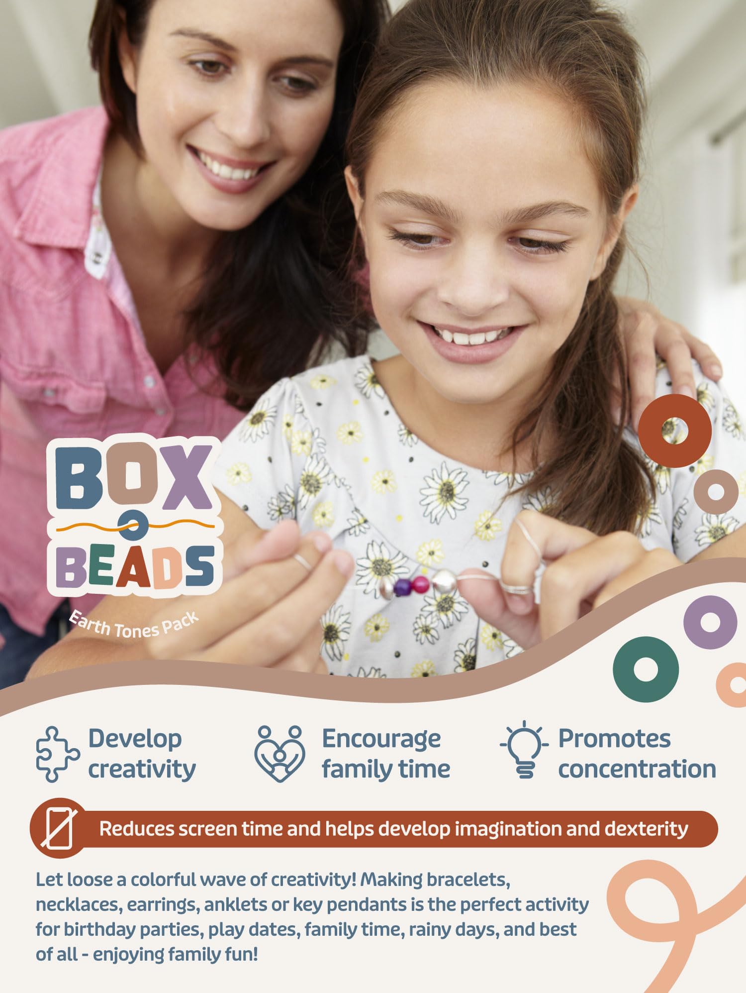 Clay Beads Bracelet Making Kit by Box-O-Beads, 6000 pcs Polymer Clay Heishi Beads for Bracelet & Jewelry Making, DIY Bracelet Making Kit for Kids & Teens Ages 8-12, 24 Earth Tone Colors, 6mm Beads
