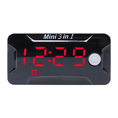 Motorcycle Digital For Time Clock + Thermometer +Voltage Voltmeter 3 In 1 Waterproof Tester Battery Moniter Gauge Digital Time Clock