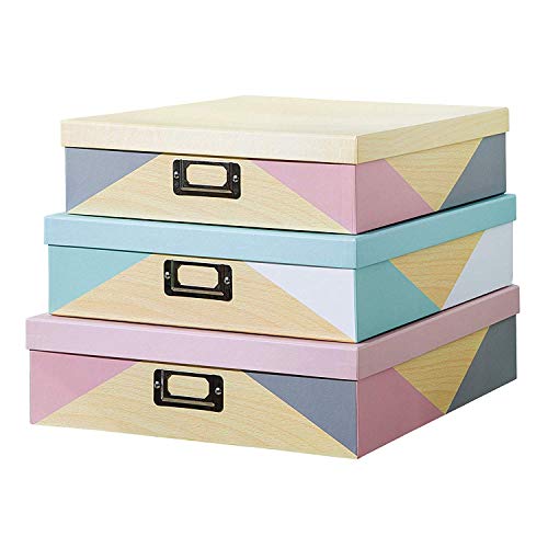 SLPR Decorative Cardboard Storage Boxes With Lids - Set of 3: Paperboard Photo Storage Box, Letter Box for Organizing, Archival Storage, Memory Box For Keepsakes