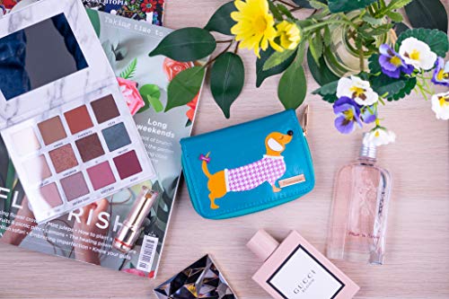 Kukubird New Girls / Ladies Medium Dachshund Cartoon Designs Purse Wallet - Blue