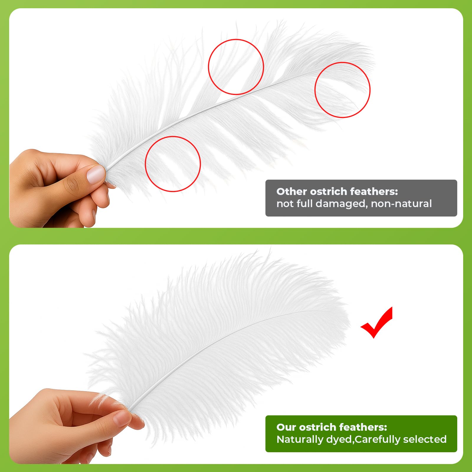 Piokio 20 pcs White Ostrich Feathers Plumes 10-12 inch(25-30 cm) Bulk for DIY Christmas Decorations, Wedding Party Centerpieces, Gatsby Decorations